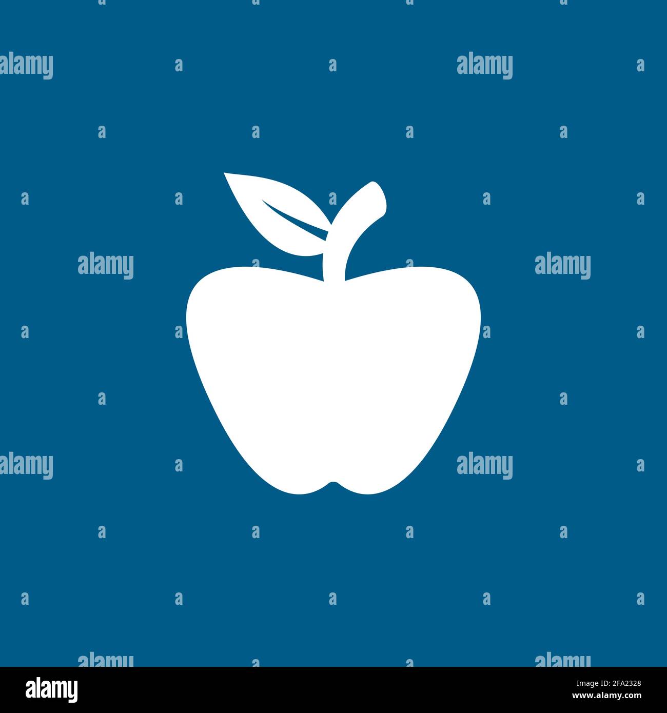 Apple Icon On Blue Background. Blue Flat Style Vector Illustration ...