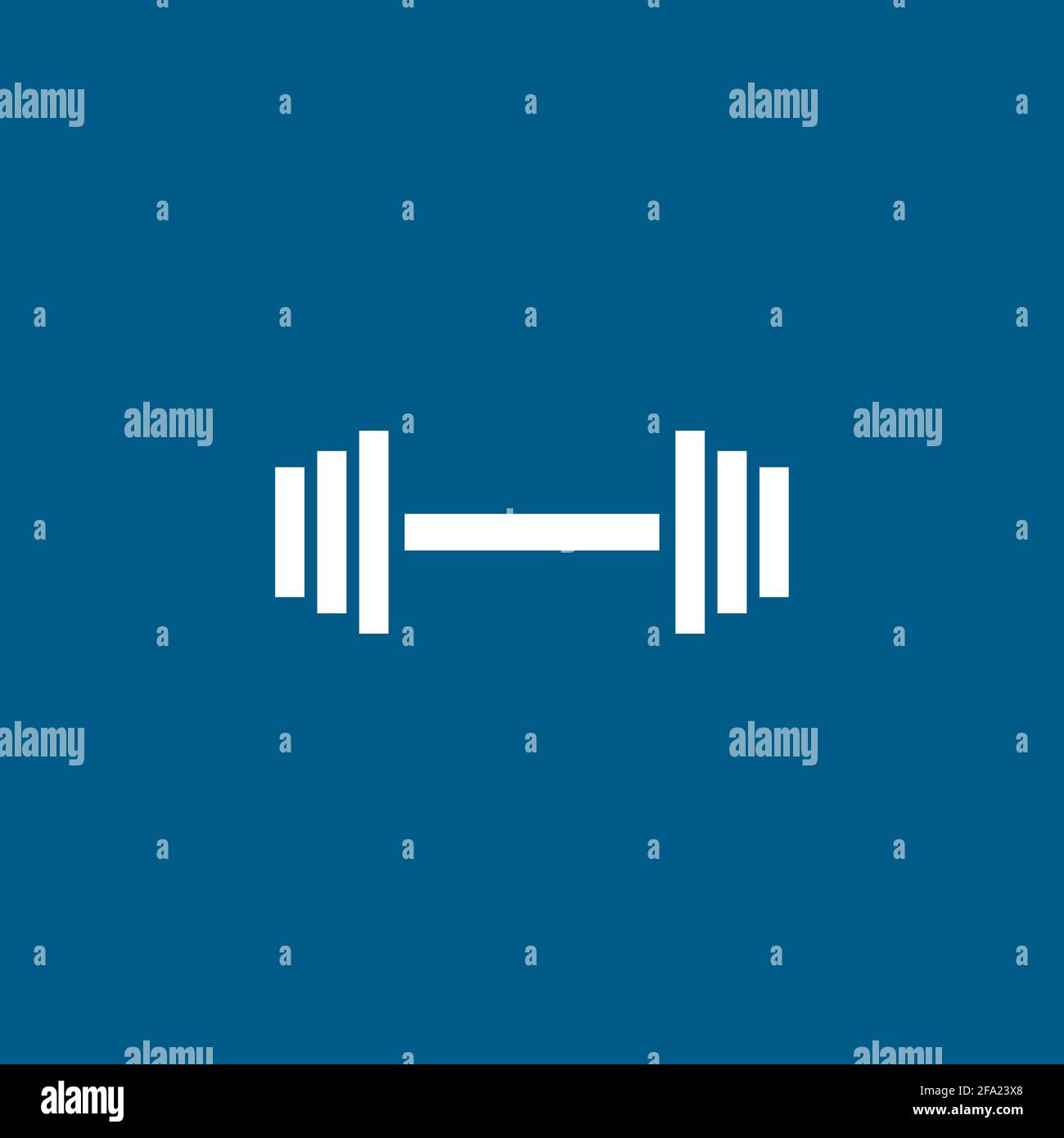 Barbell Line Icon On Blue Background. Blue Flat Style Vector ...