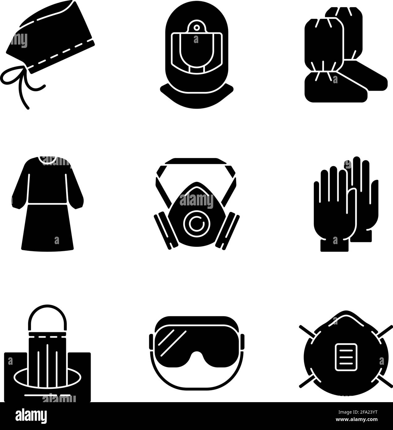 Medical disposable covers black glyph icons set on white space Stock ...