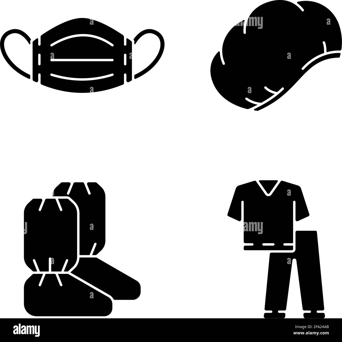 Disposable medical equipment black glyph icons set on white space Stock ...