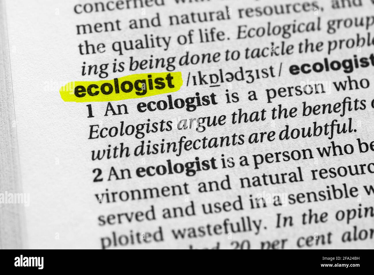 Highlighted word ecologist concept and meaning Stock Photo - Alamy