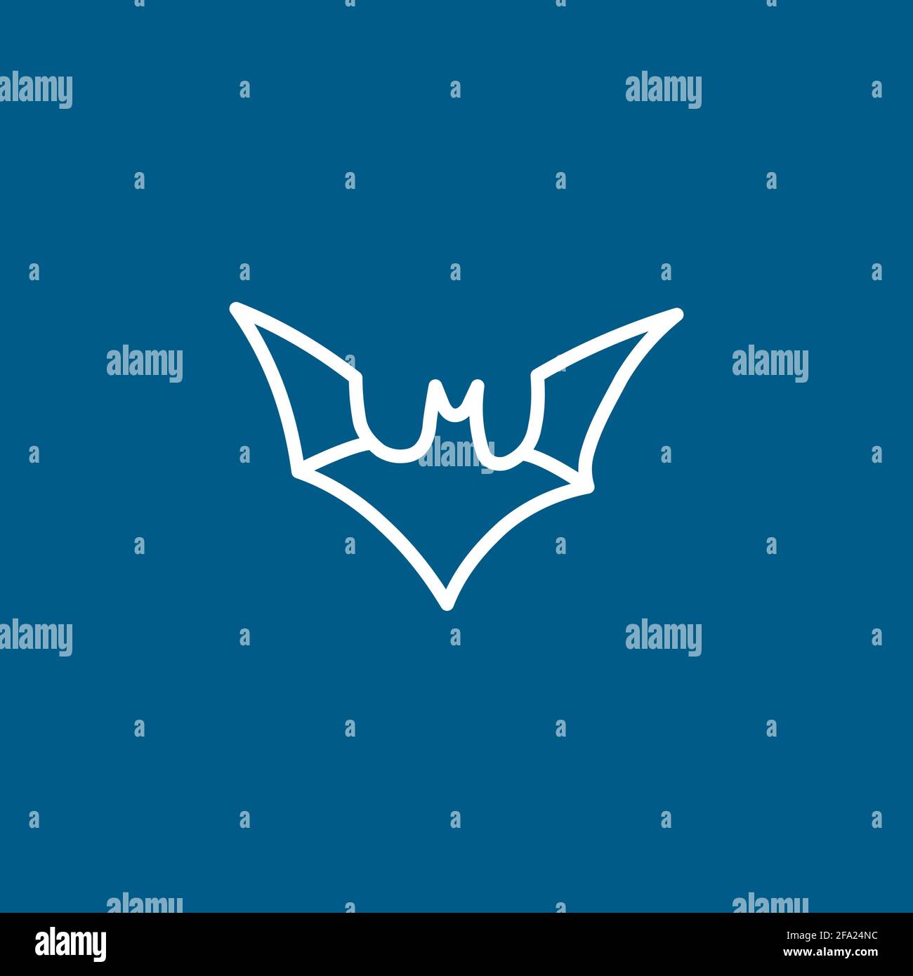 Bat Line Icon On Blue Background. Blue Flat Style Vector Illustration ...
