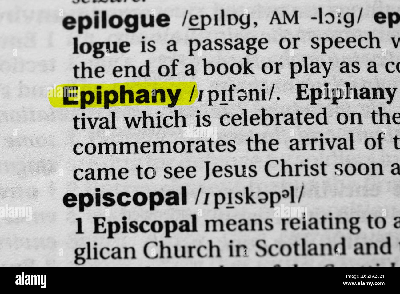 Highlighted word epiphany concept and meaning Stock Photo - Alamy