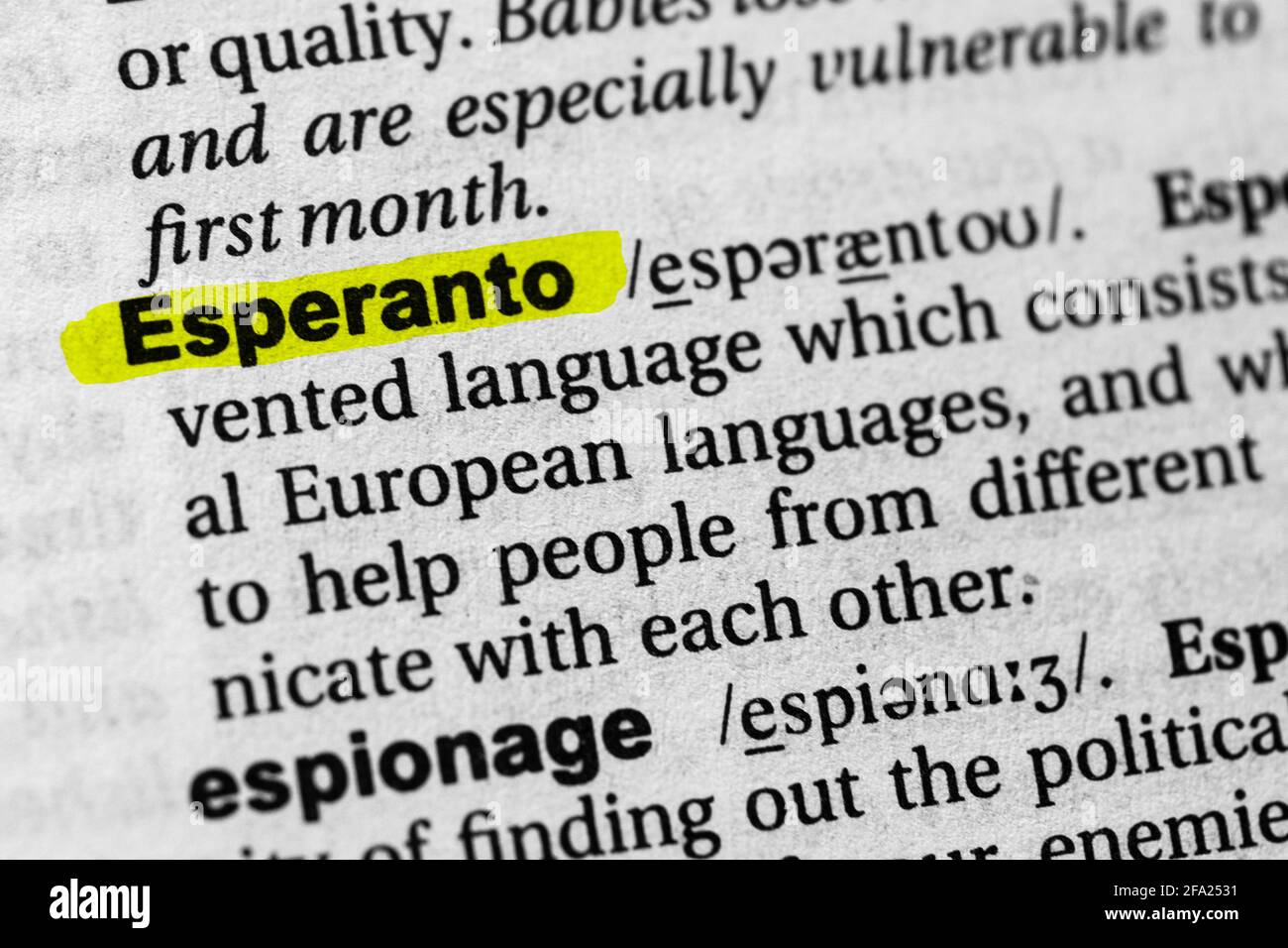 Highlighted word esperanto concept and meaning Stock Photo - Alamy