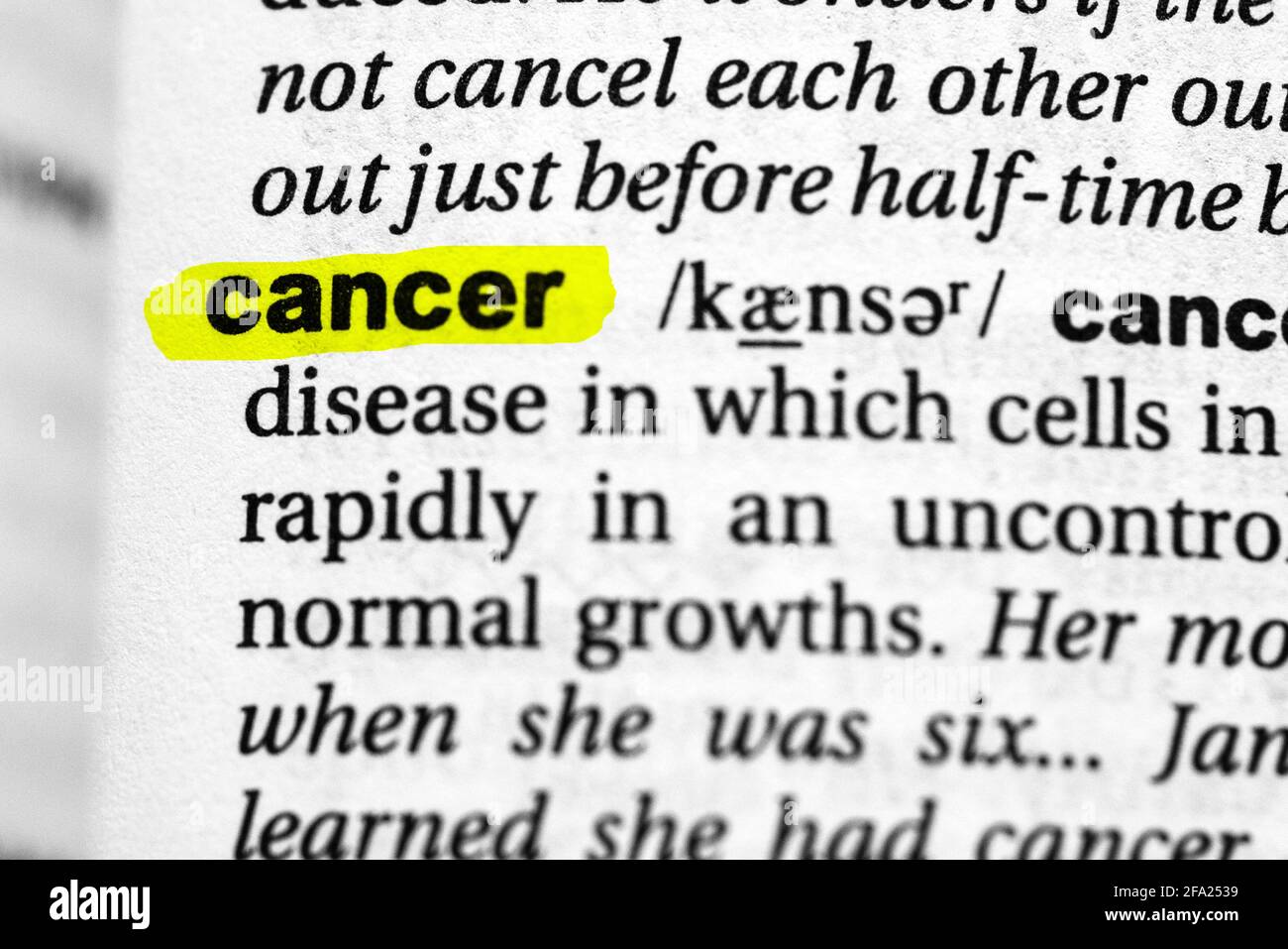 Highlighted word cancer concept and meaning Stock Photo - Alamy