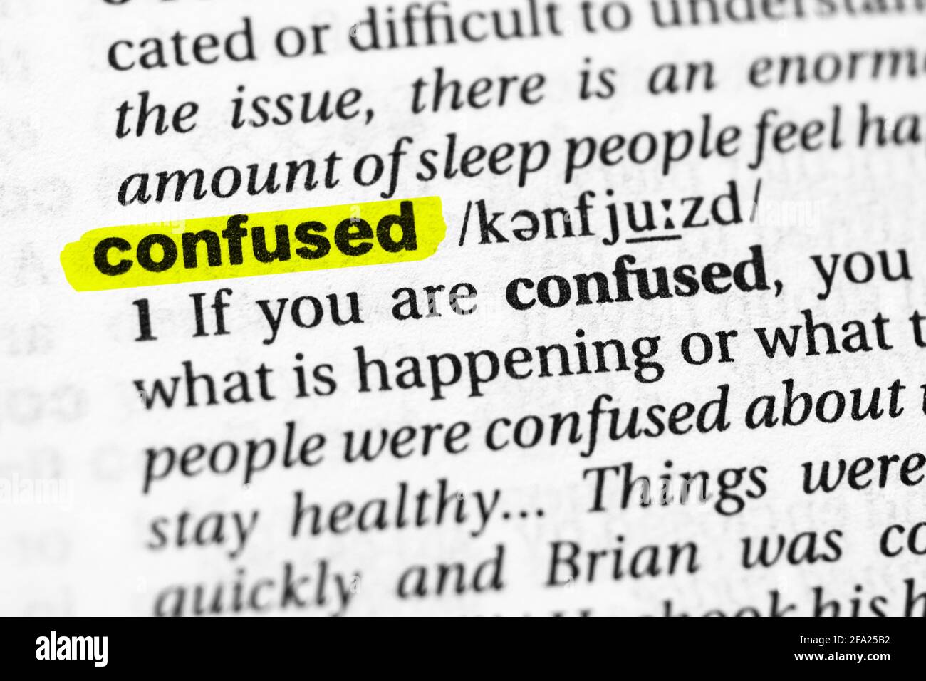 Highlighted word confused concept and meaning Stock Photo - Alamy