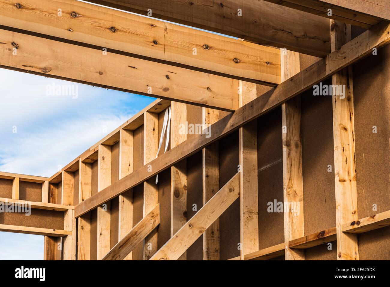 Wood planks s for walls and beams in the construction of a new ...