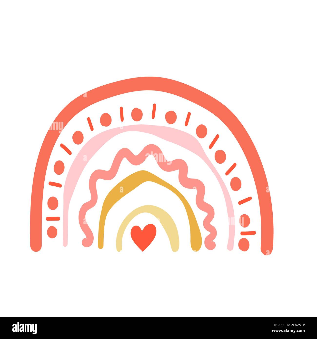 Cartoon boho rainbow in pink color. Vector illustration. Nursery print ...