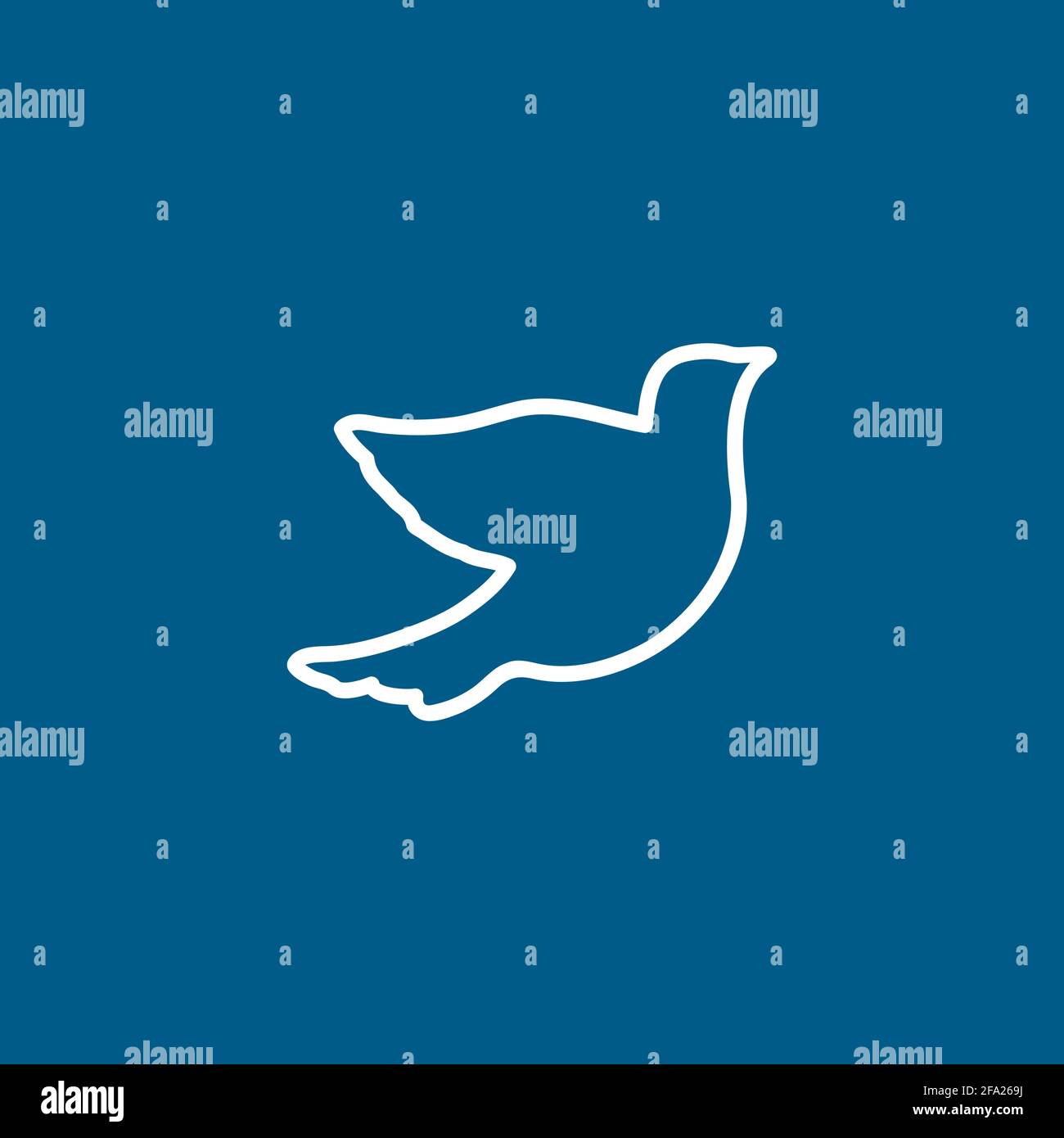 Bird Line Icon On Blue Background. Blue Flat Style Vector Illustration ...