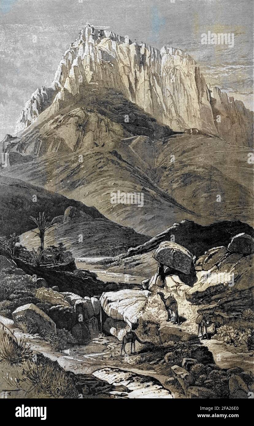 Jebel Musa (Moses) from the South Wood engraving of from 'Picturesque ...