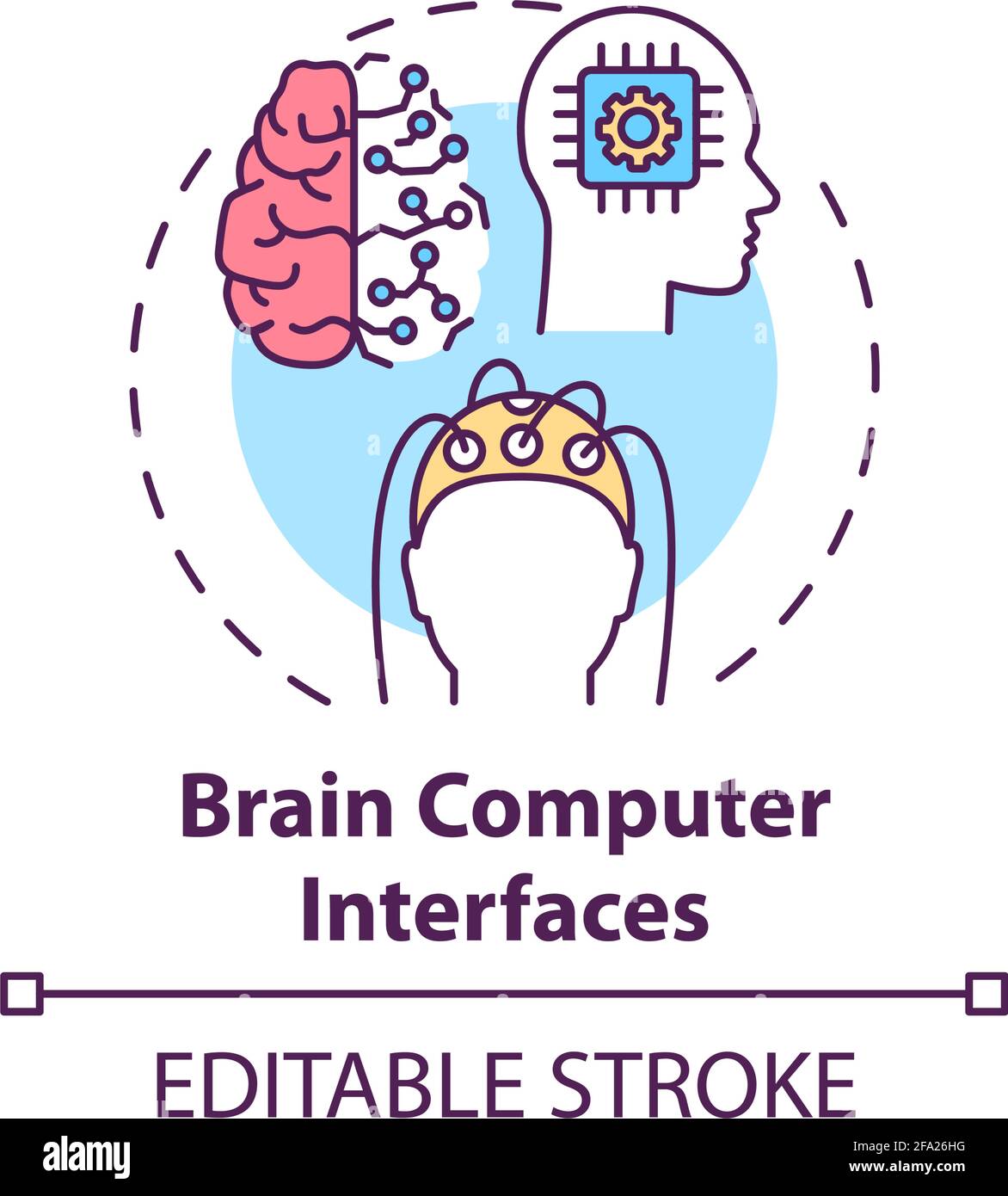 Brain computer interfaces concept icon Stock Vector Image & Art - Alamy