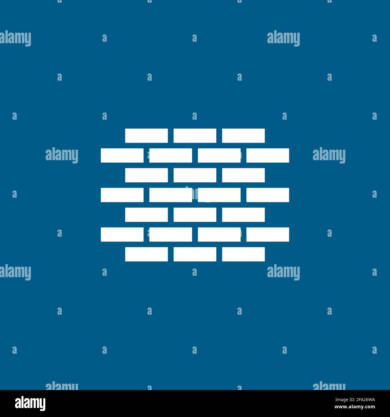 Brick Wall Icon On Blue Background. Blue Flat Style Vector Illustration ...