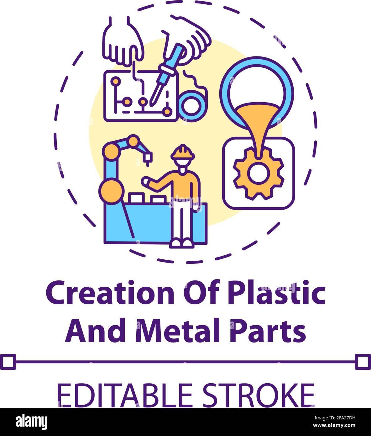 Plastic and metal parts creation concept icon Stock Vector Image & Art ...