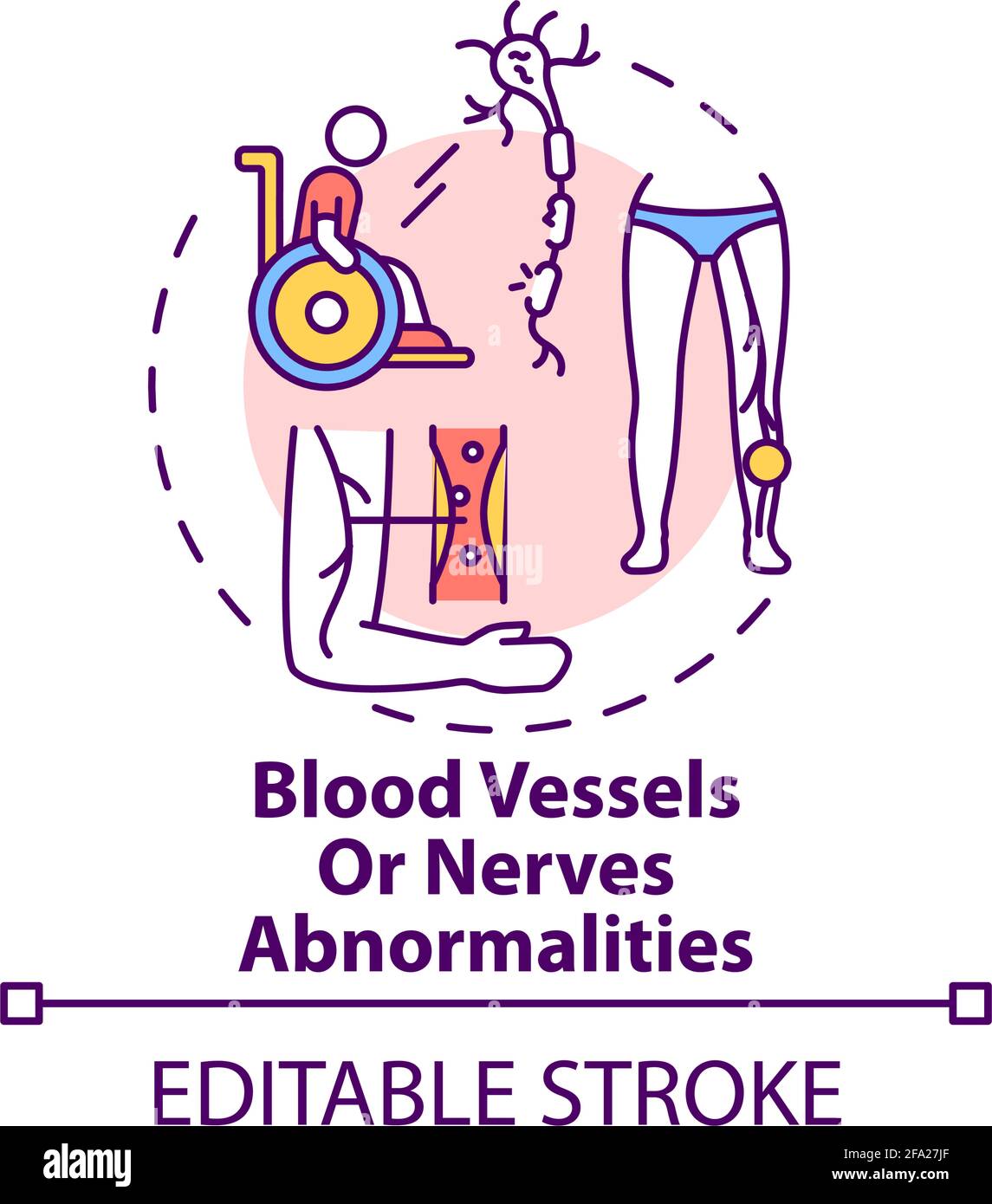 Blood vessels and nerves abnormalities concept icon Stock Vector Image ...
