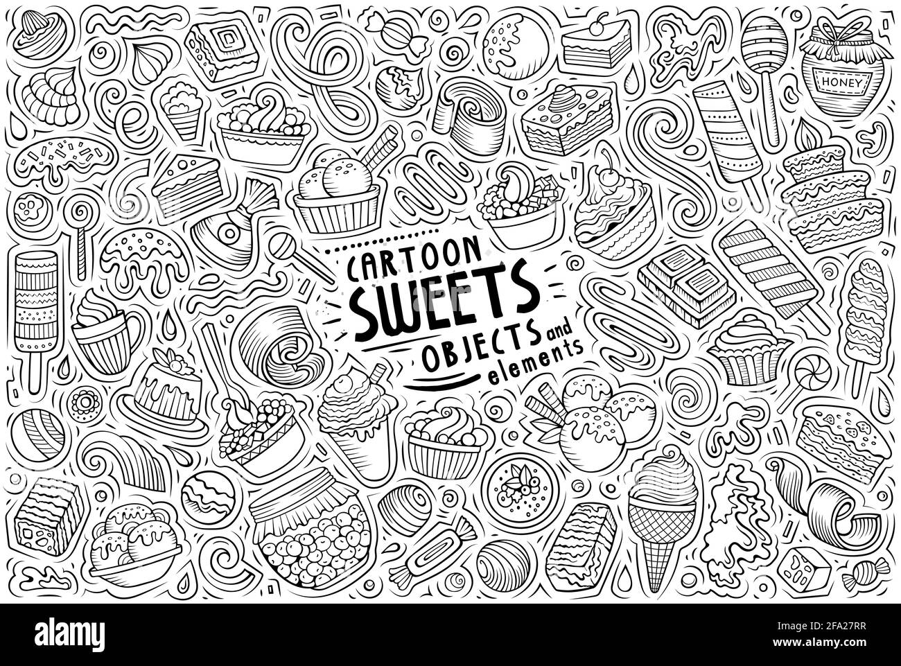 Cartoon illustration sweet lollipop clip Black and White Stock Photos ...