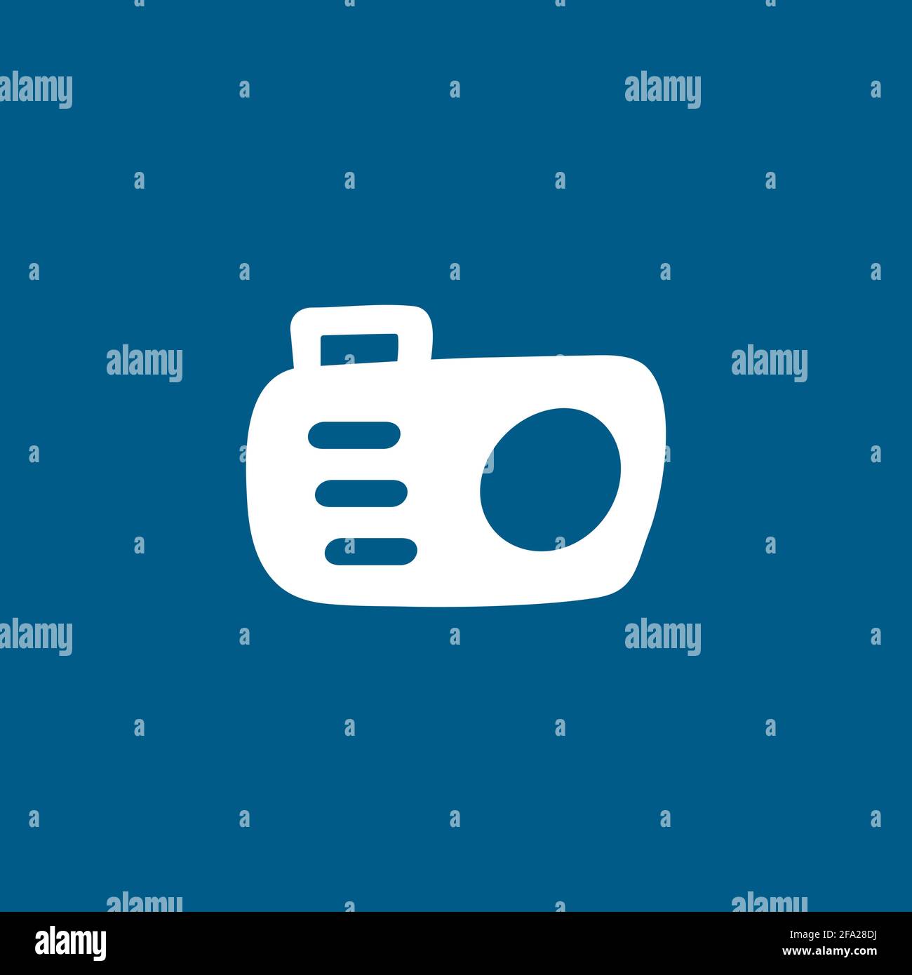 Camera Icon On Blue Background. Blue Flat Style Vector Illustration ...