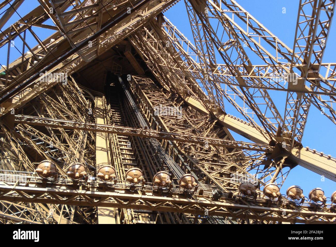Detailed view of the framework of the Eiffel Tower from below, Paris ...
