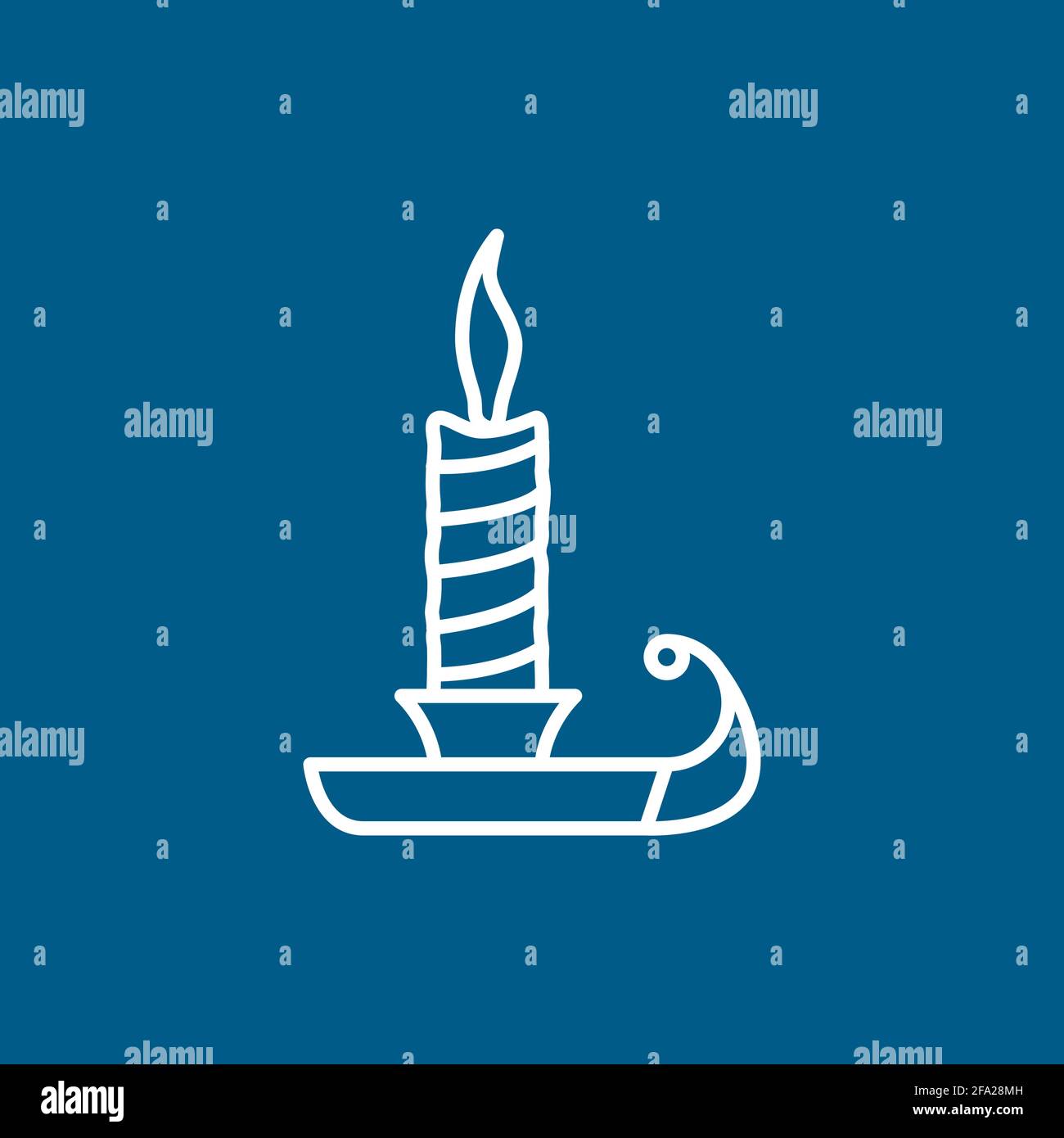 Candle Line Icon On Blue Background. Blue Flat Style Vector ...