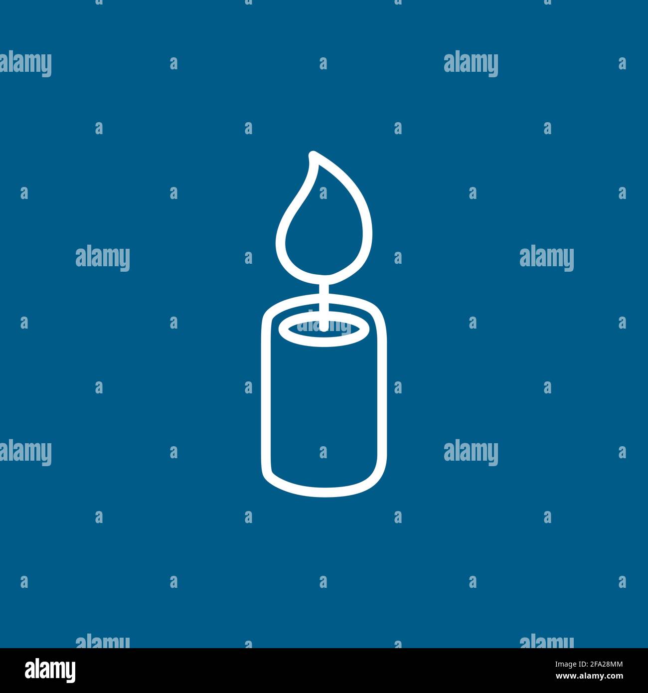 Candle Line Icon On Blue Background. Blue Flat Style Vector ...