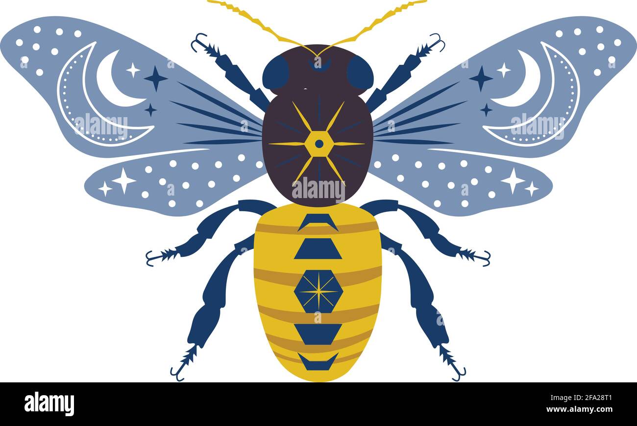 Cosmic bee with celestial illustration isolated Stock Vector Image ...