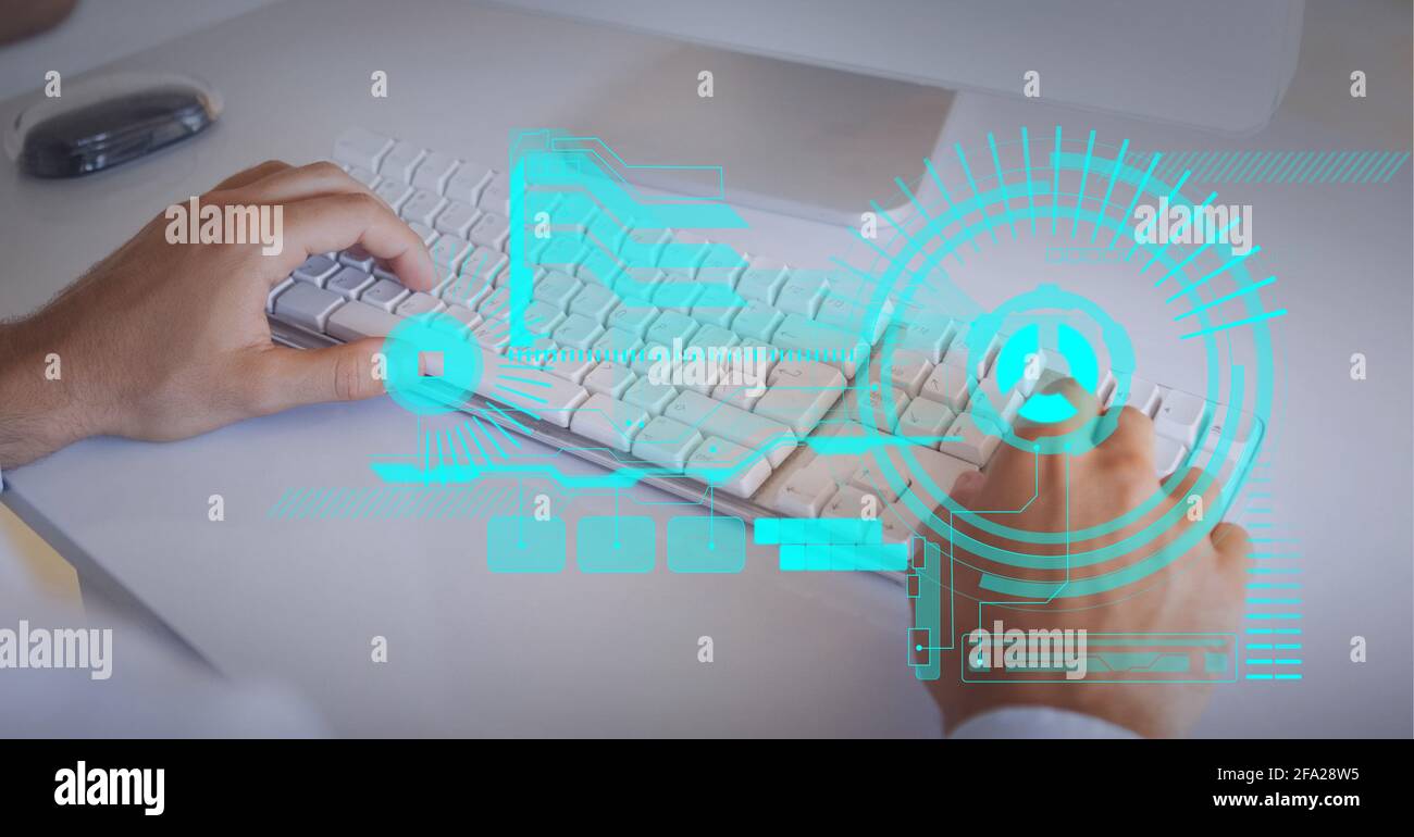 Composition Of Scope Scanning And Data Processing Over Businessman
