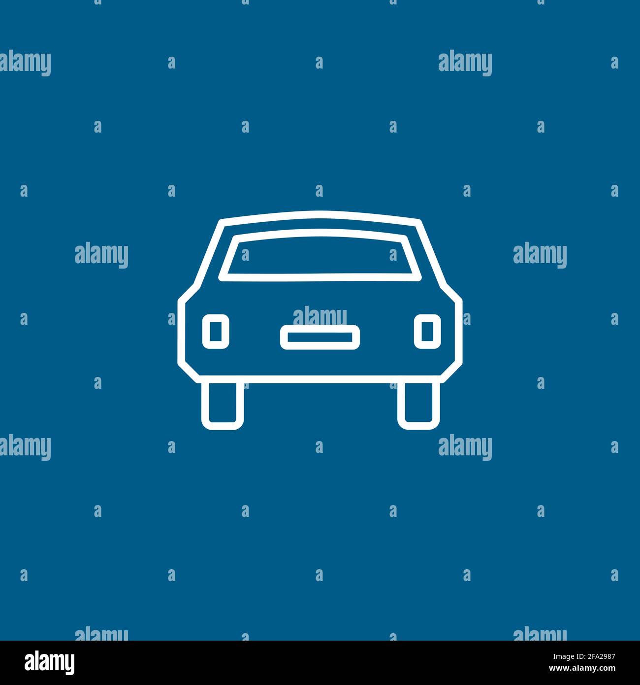 Car Line Icon On Blue Background. Blue Flat Style Vector Illustration ...