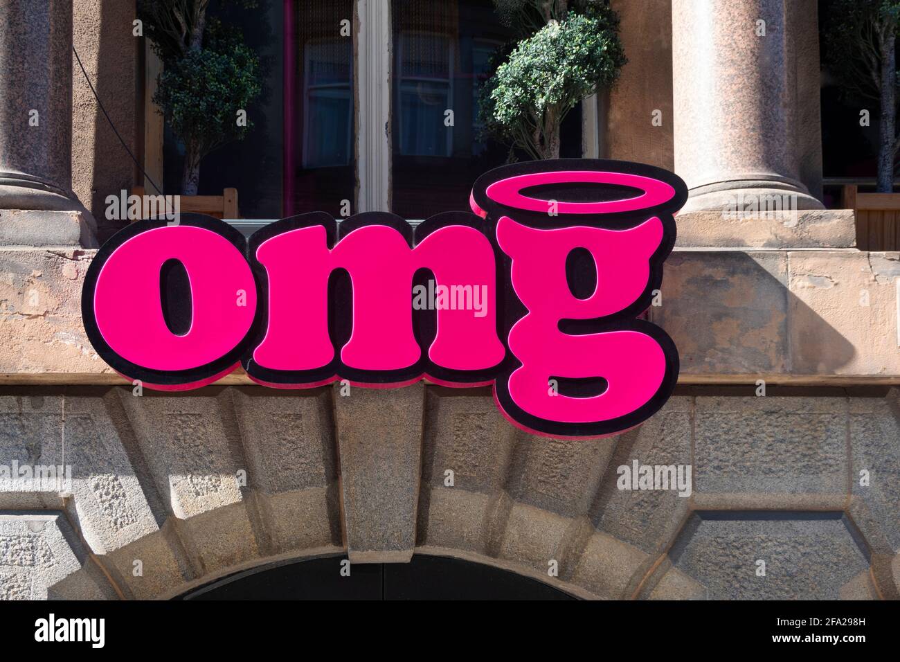 OMG Liverpool sign outside the cabaret Stock Photo - Alamy