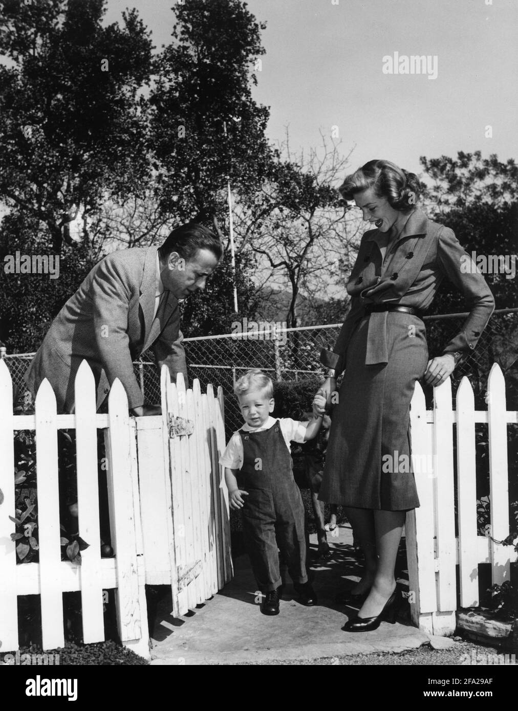 HUMPHREY BOGART and LAUREN BACALL with their young son STEPHEN BOGART ...