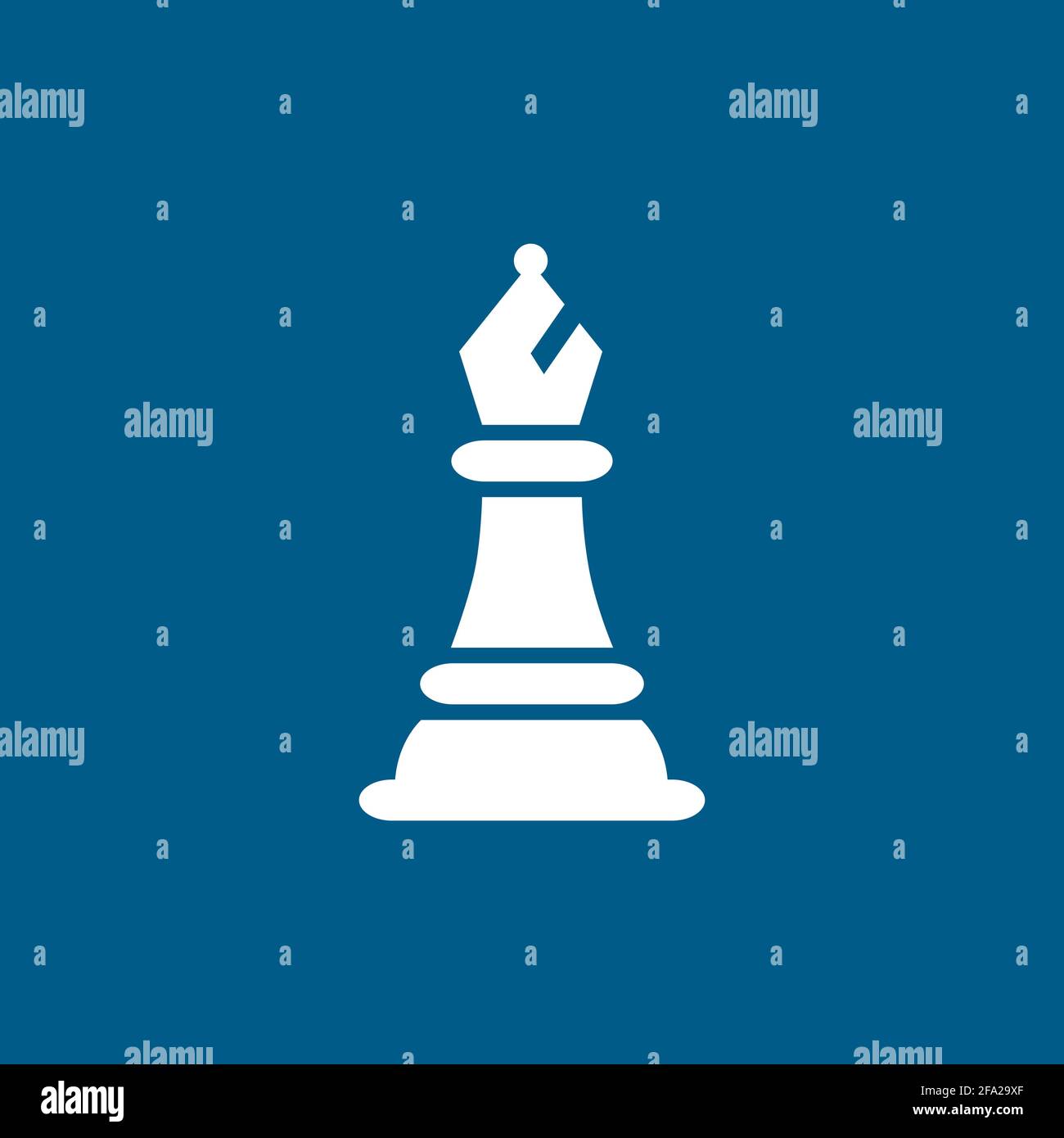 Chess Bishop Icon On Blue Background. Blue Flat Style Vector ...