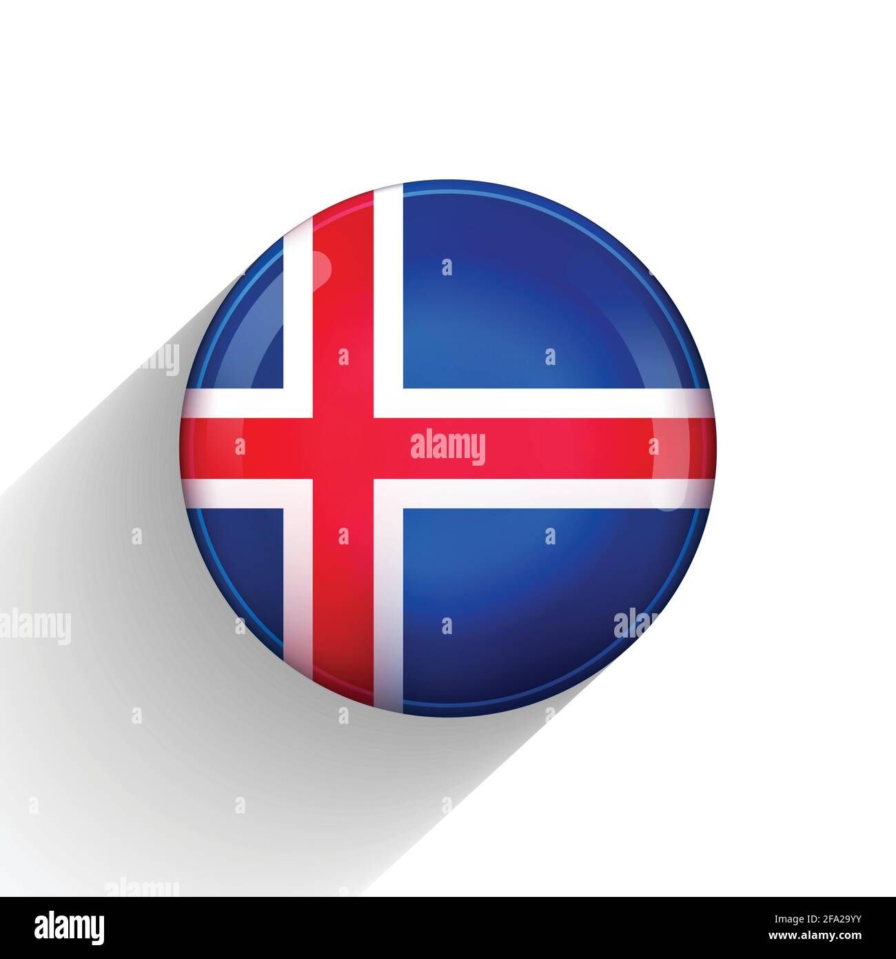 Glass light ball with flag of Iceland. Round sphere, template icon ...