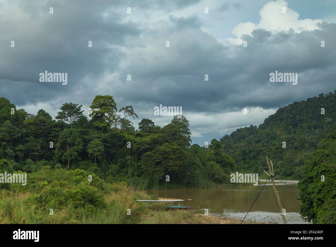 Landscape photograph of the Tembeling River and surrounding jungle, on ...