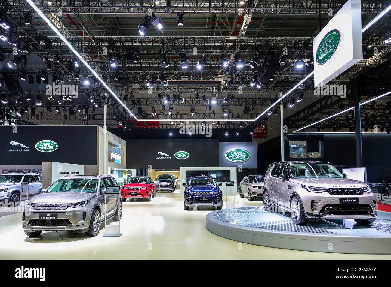SHANGHAI, CHINA - APRIL 20, 2021 - Land Rover cars are seen at the ...