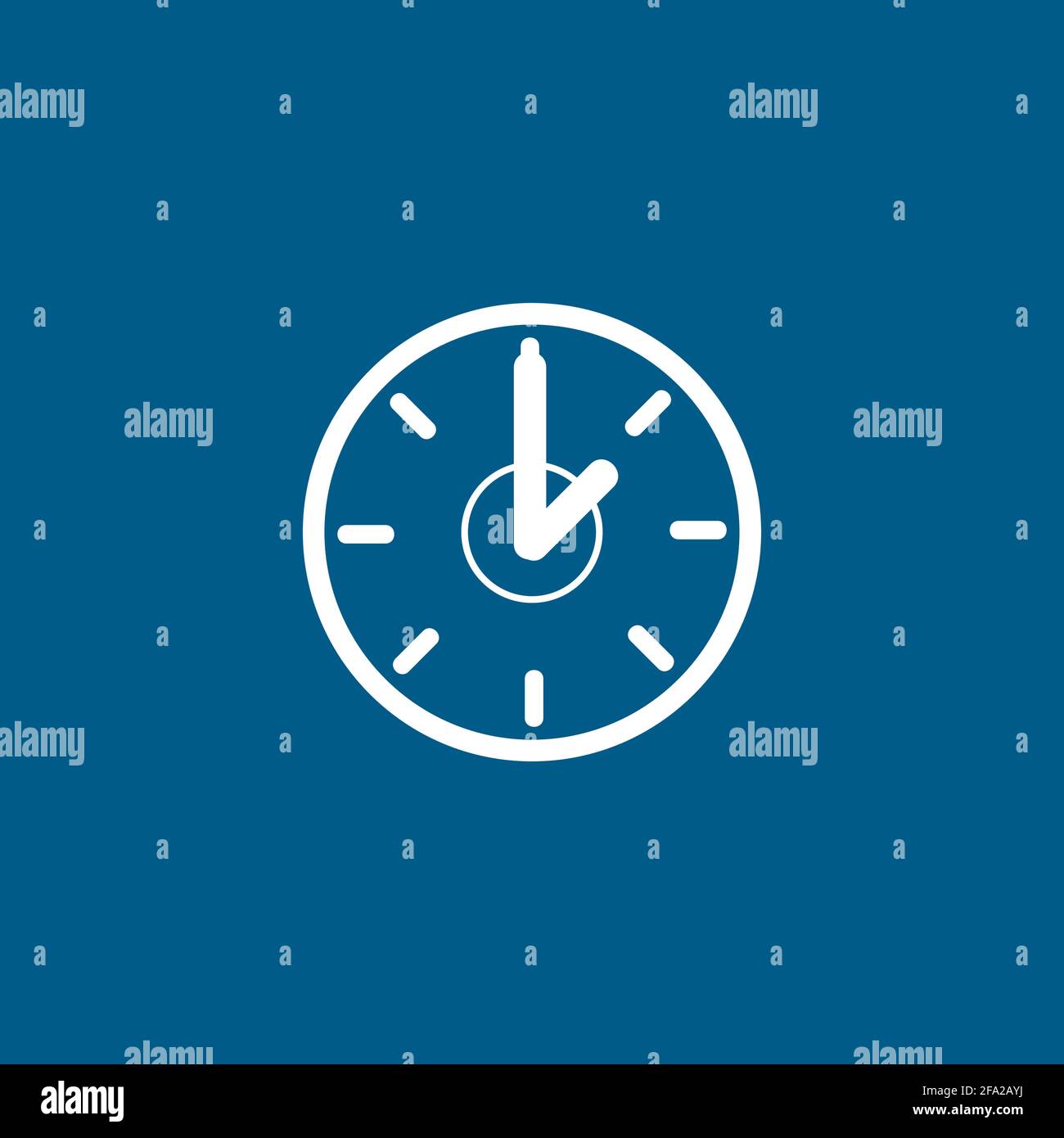 Clock Icon On Blue Background. Blue Flat Style Vector Illustration ...