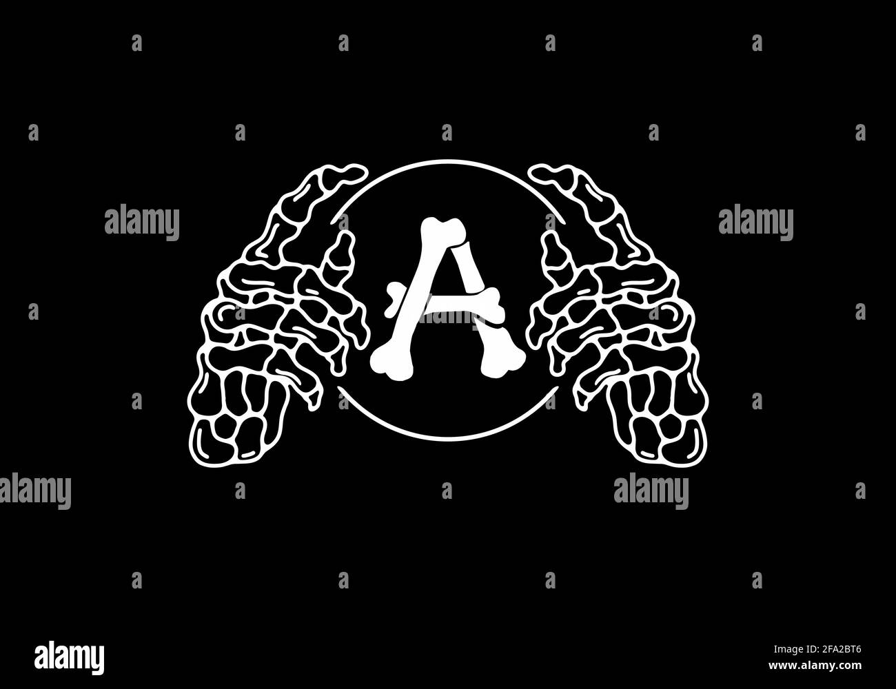 White black color of skeleton A initial letter with hand design Stock ...