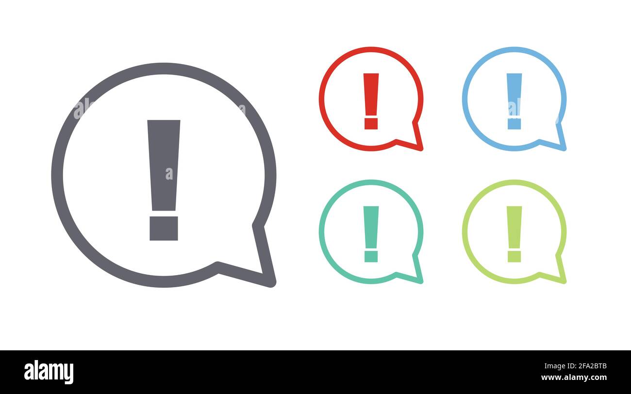 Colorful set of exclamation mark signs. Vector illustration Stock ...