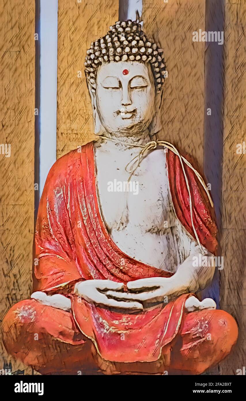 Vertical Buddha statue illustration Stock Photo - Alamy