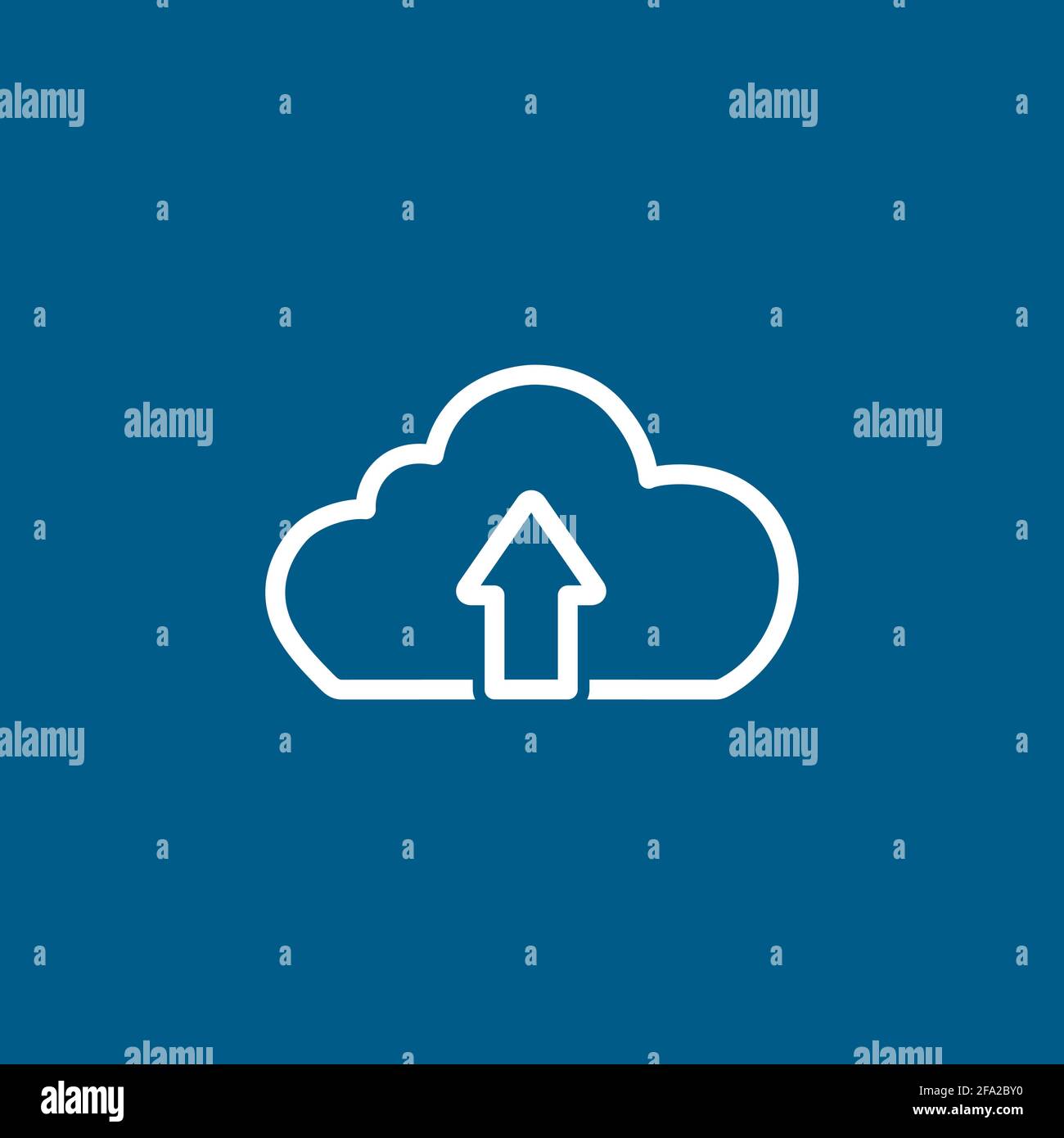 Cloud Upload Line Icon On Blue Background. Blue Flat Style Vector ...