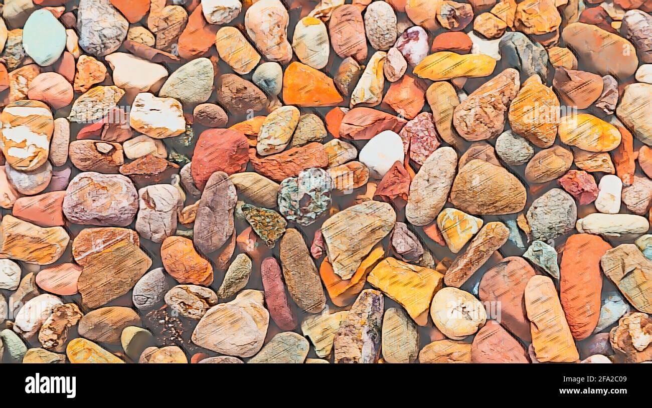 Illustration of colorful river stones Stock Photo - Alamy
