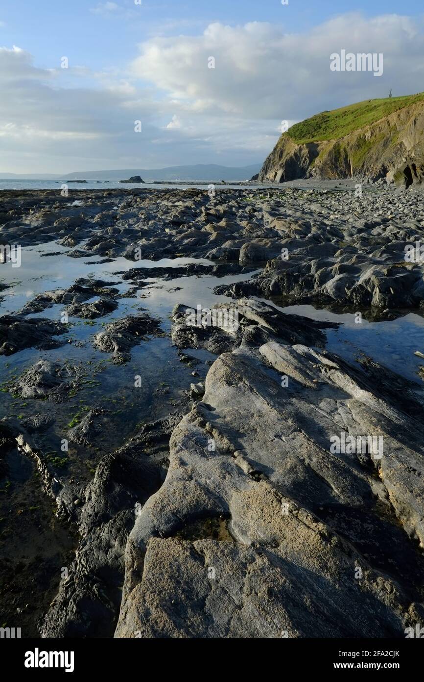 West Wales coastline at Aberwennol Bay, Borth, Ceredigion Stock Photo ...