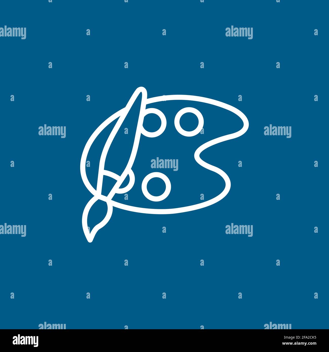 Painting Color Palette Line Icon On Blue Background. Blue Flat Style ...