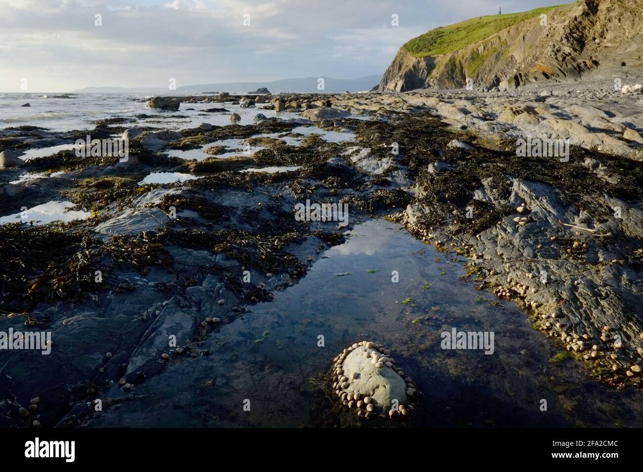 West Wales coastline at Aberwennol Bay, Borth, Ceredigion Stock Photo ...