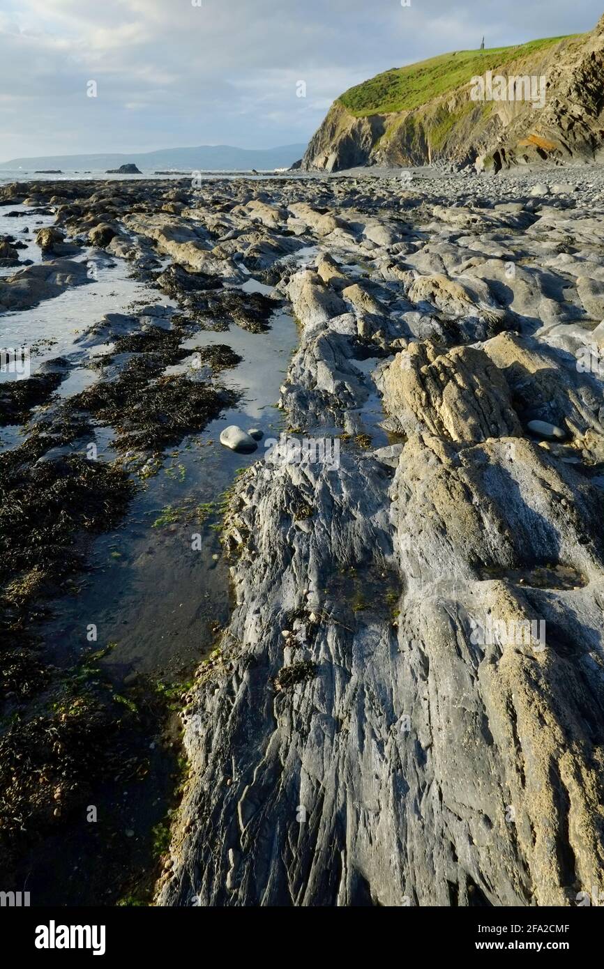 West Wales coastline at Aberwennol Bay, Borth, Ceredigion Stock Photo ...