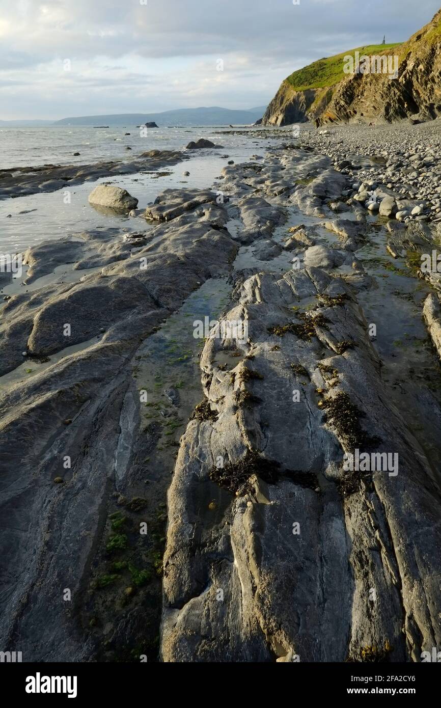 West Wales coastline at Aberwennol Bay, Borth, Ceredigion Stock Photo ...