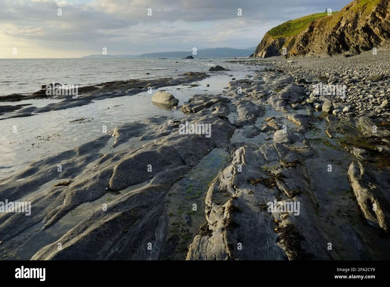 West Wales coastline at Aberwennol Bay, Borth, Ceredigion Stock Photo ...