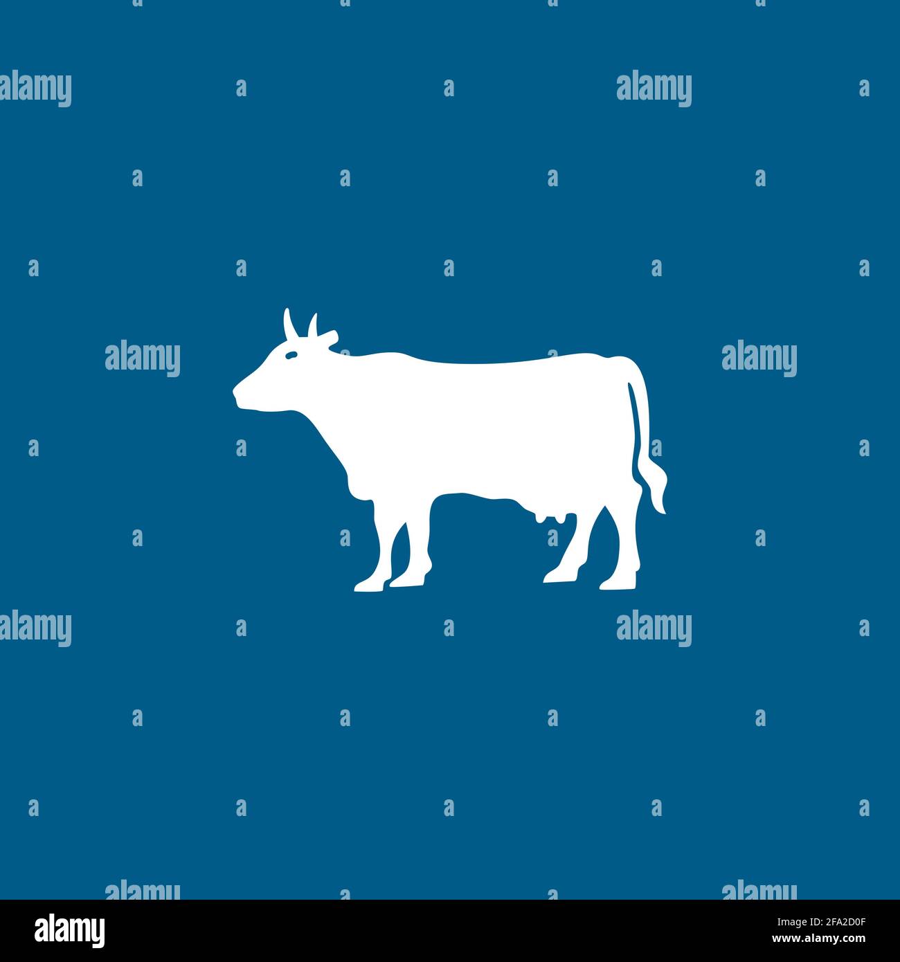 Cow Icon On Blue Background. Blue Flat Style Vector Illustration Stock ...