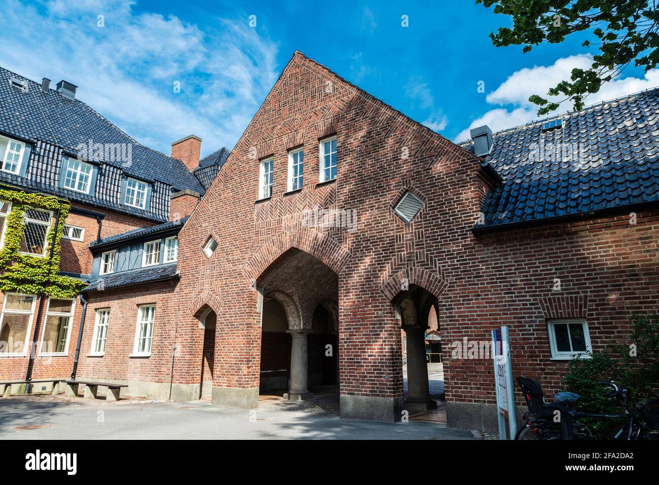 Classic facade of a entrance building of the Lund University in Lund ...