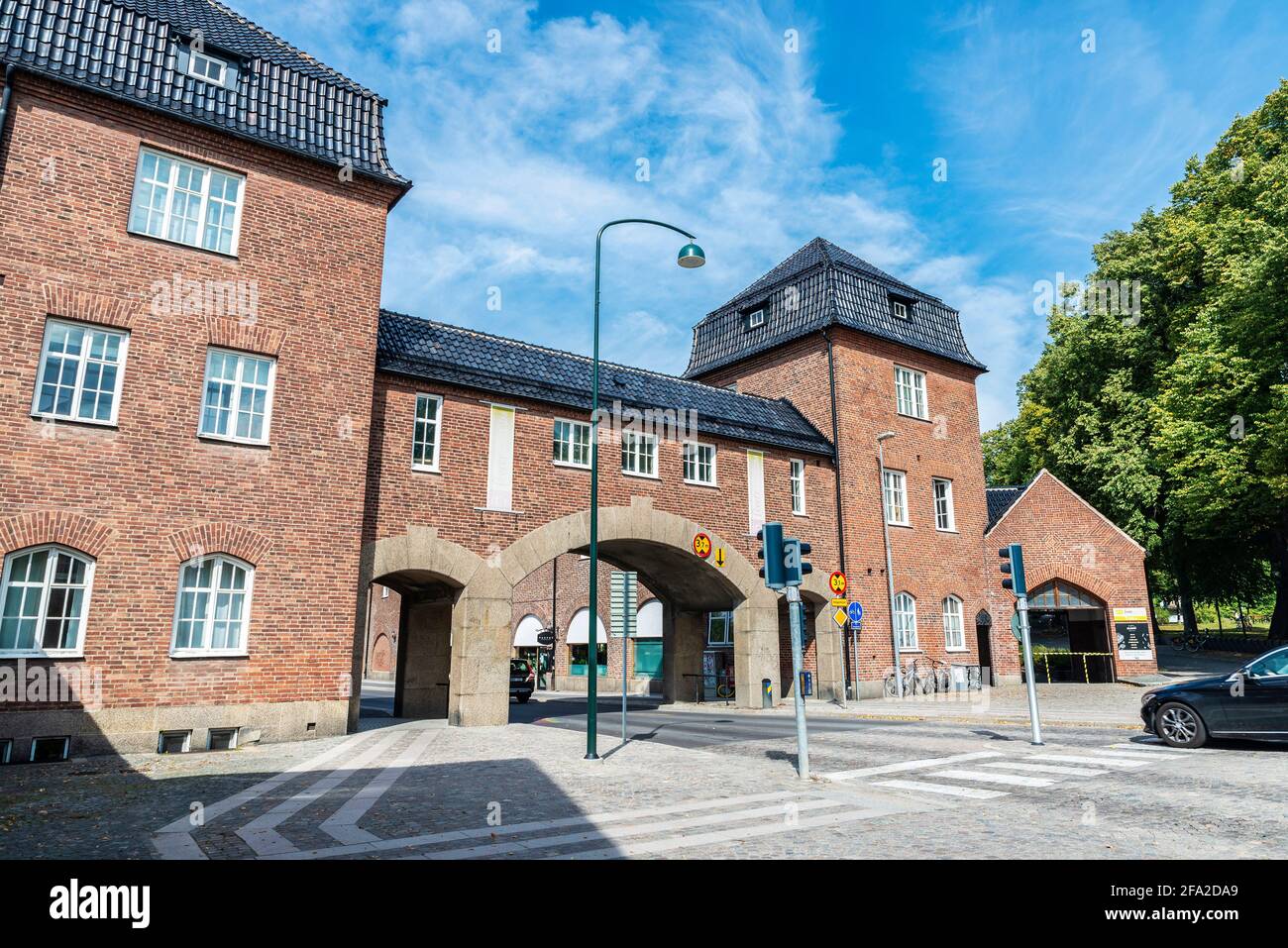 Classic facade of a entrance building of the Lund University in Lund ...