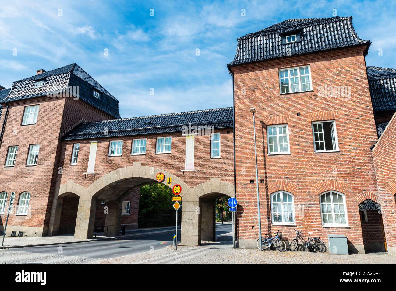Classic facade of a entrance building of the Lund University in Lund ...