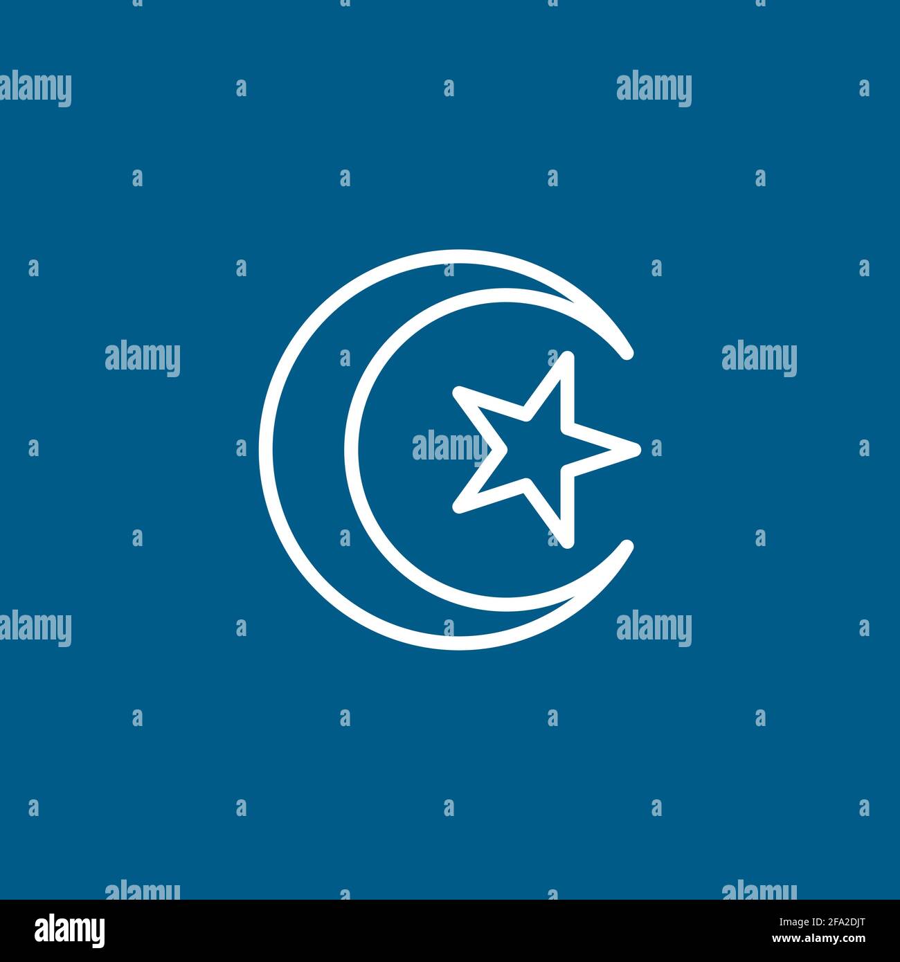 Crescent Line Icon On Blue Background. Blue Flat Style Vector ...