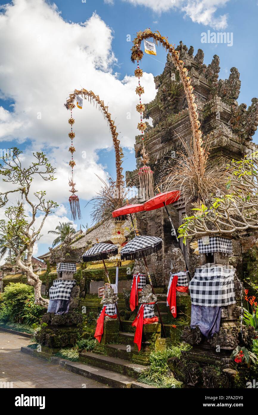 Hindu temple (pura) in Penglipuran, traditional village. Bangli Regency ...